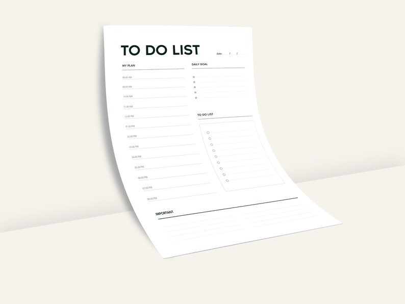 Daily Goal List and Jobs List Printable Portrait Minimalist - Etsy ...