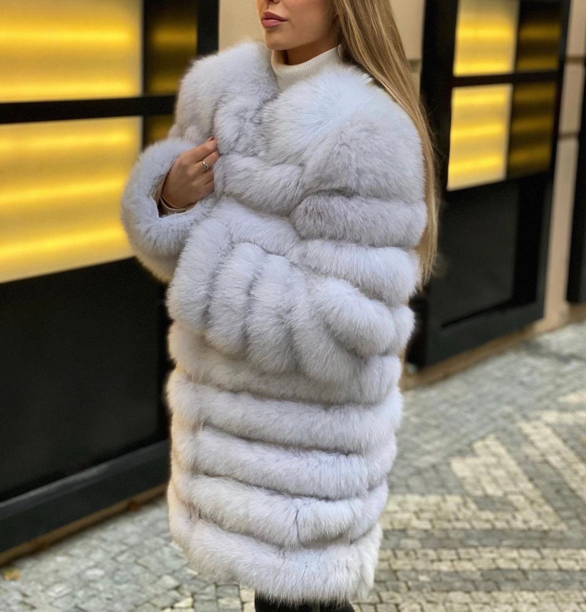Luxury Gift LUXURY Real Fox Fur Coat 4in1 With Long Sleeve, NEW Winter ...