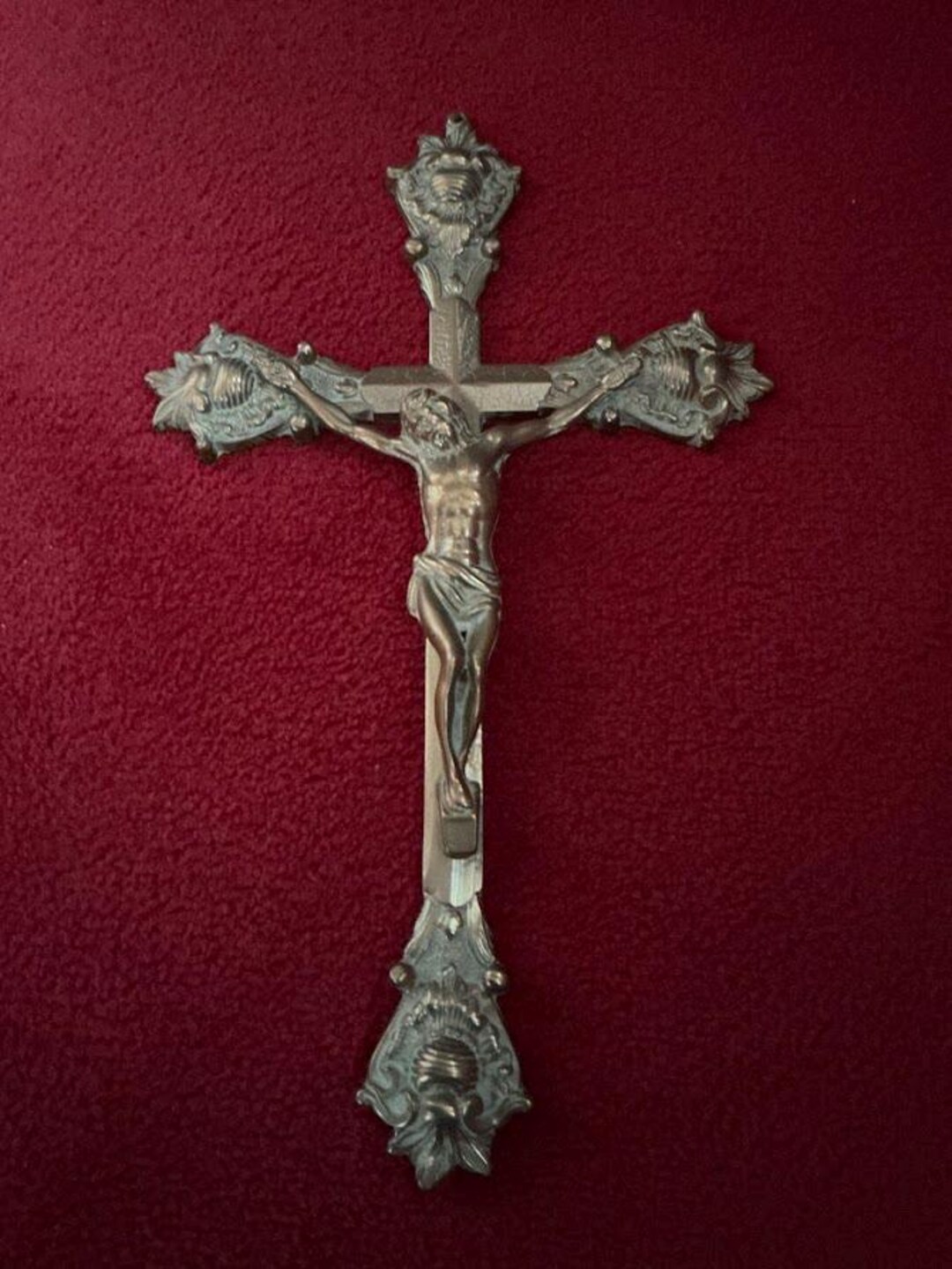 Antique French Copper Crucifix With Corpus – Richly Carved – Ca. 1900 ...