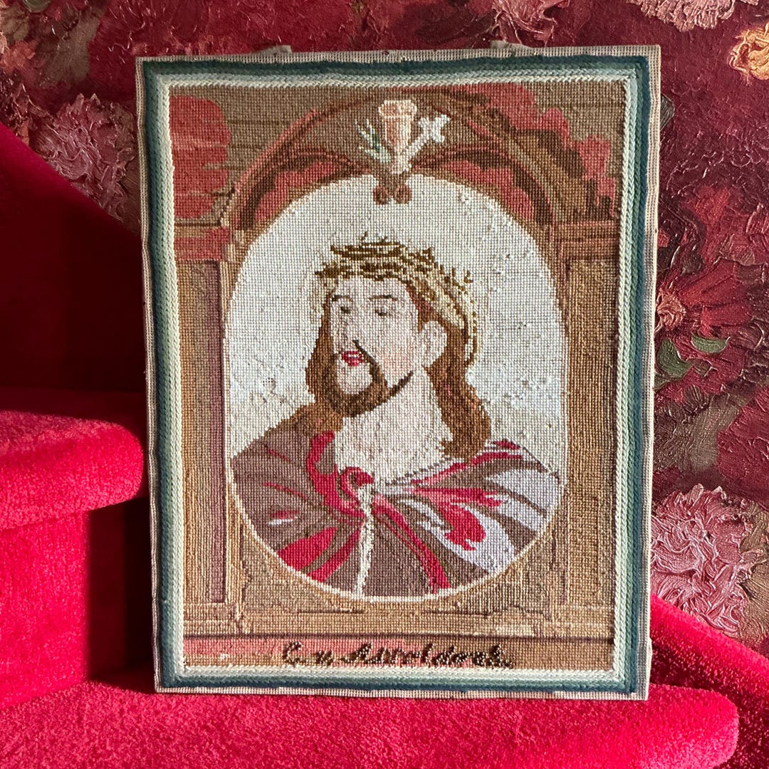 Antique Religious Embroidery Jesus With the Crown of Thorns - Etsy