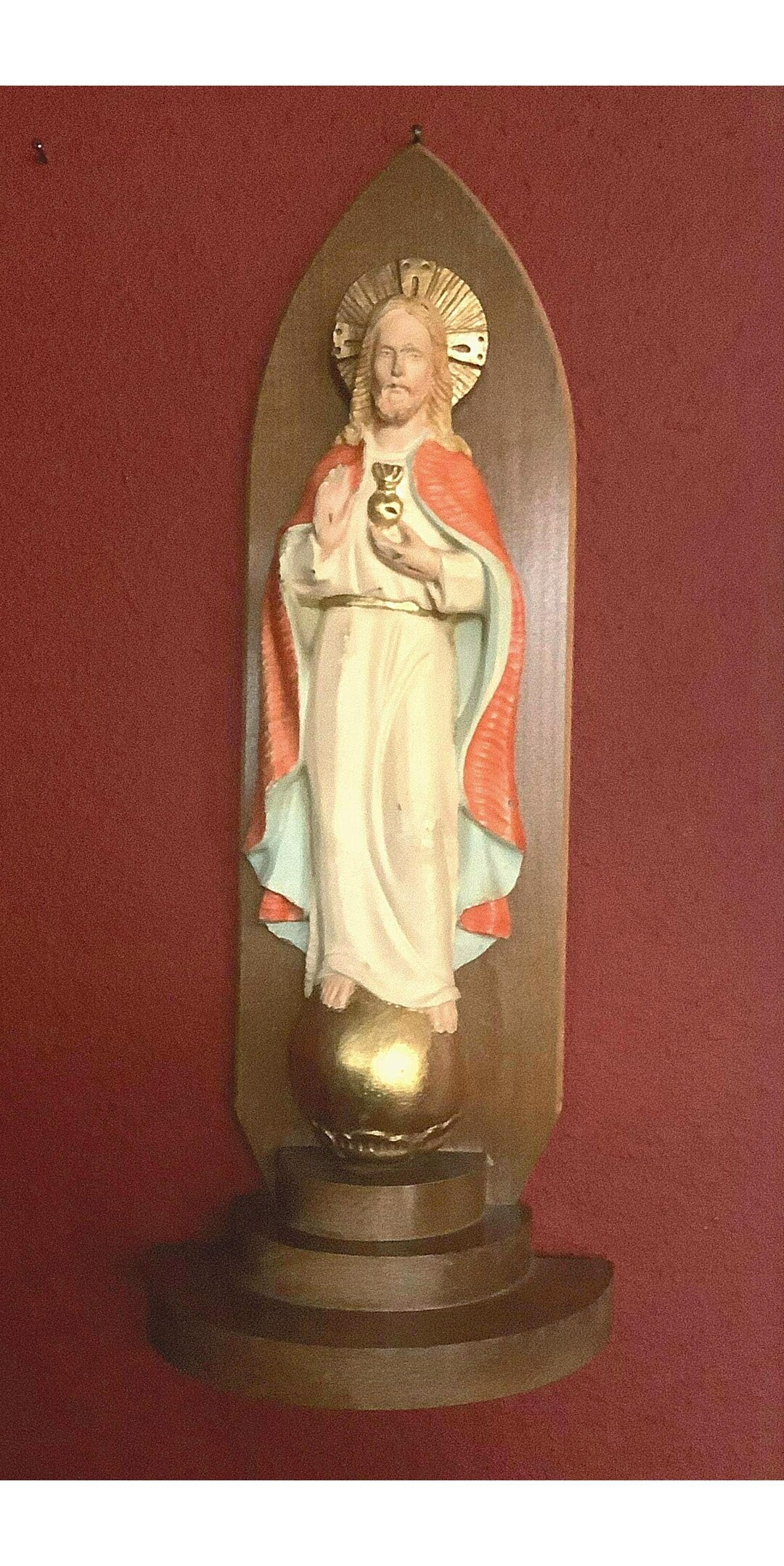 Nice Statue of Jesus Sacred Heart on Wooden Console - Etsy