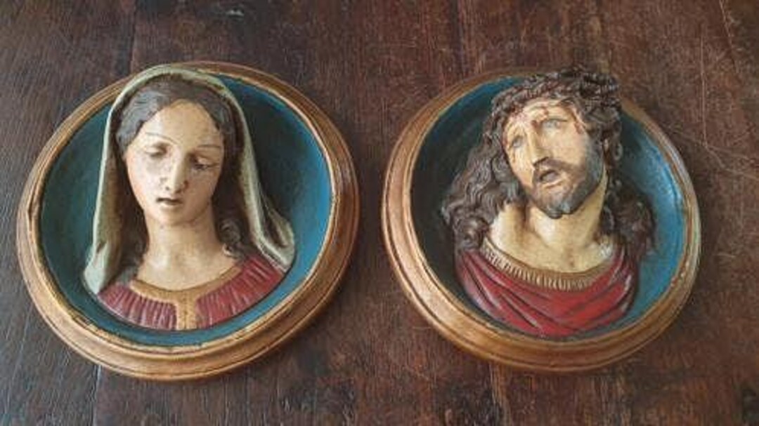 Beautiful Set of Saint Statues Wall Statues Jesus and Mary - Etsy