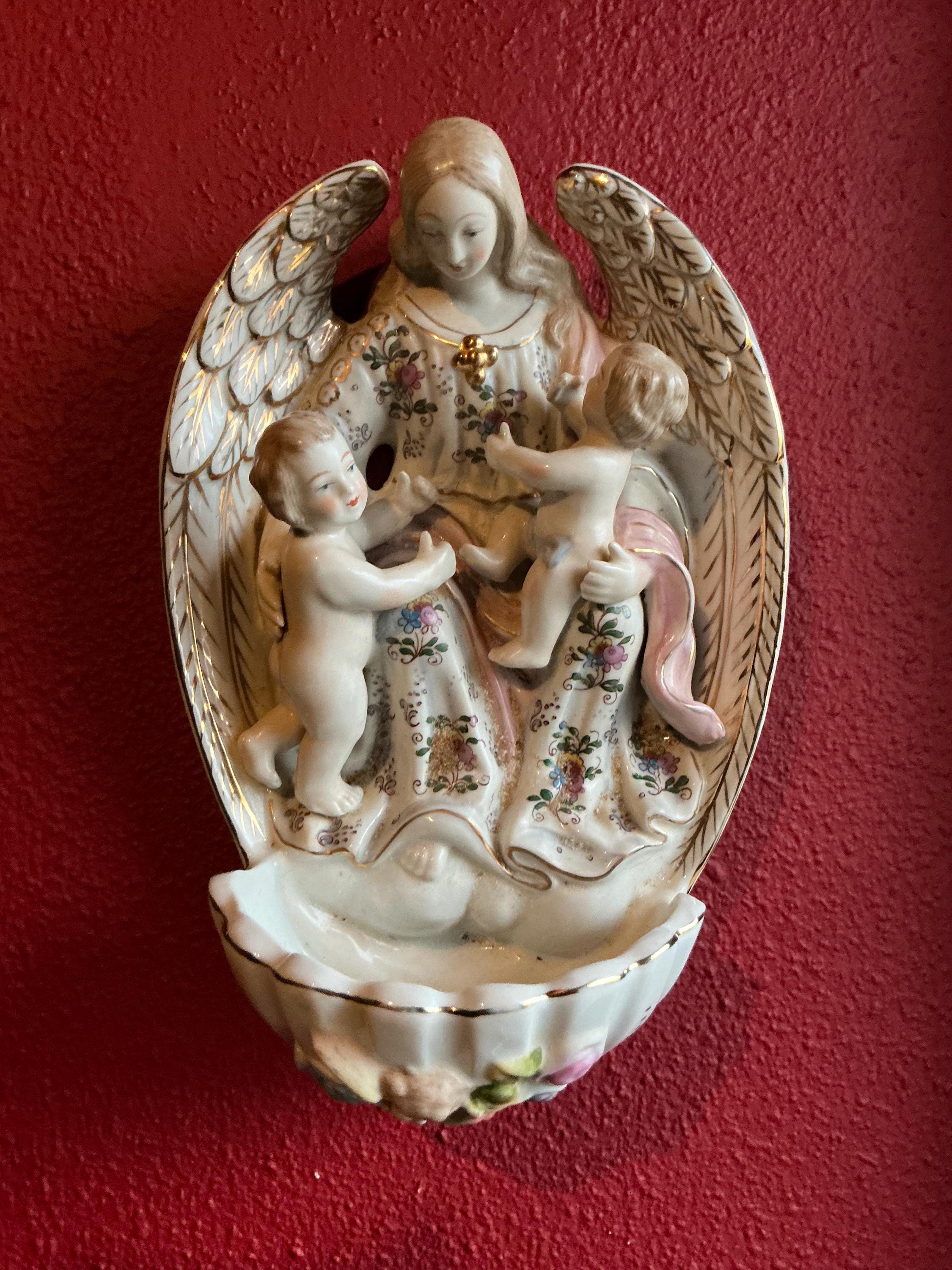 Rare Old Large Holy Water Font Angel With 2 Children - Etsy