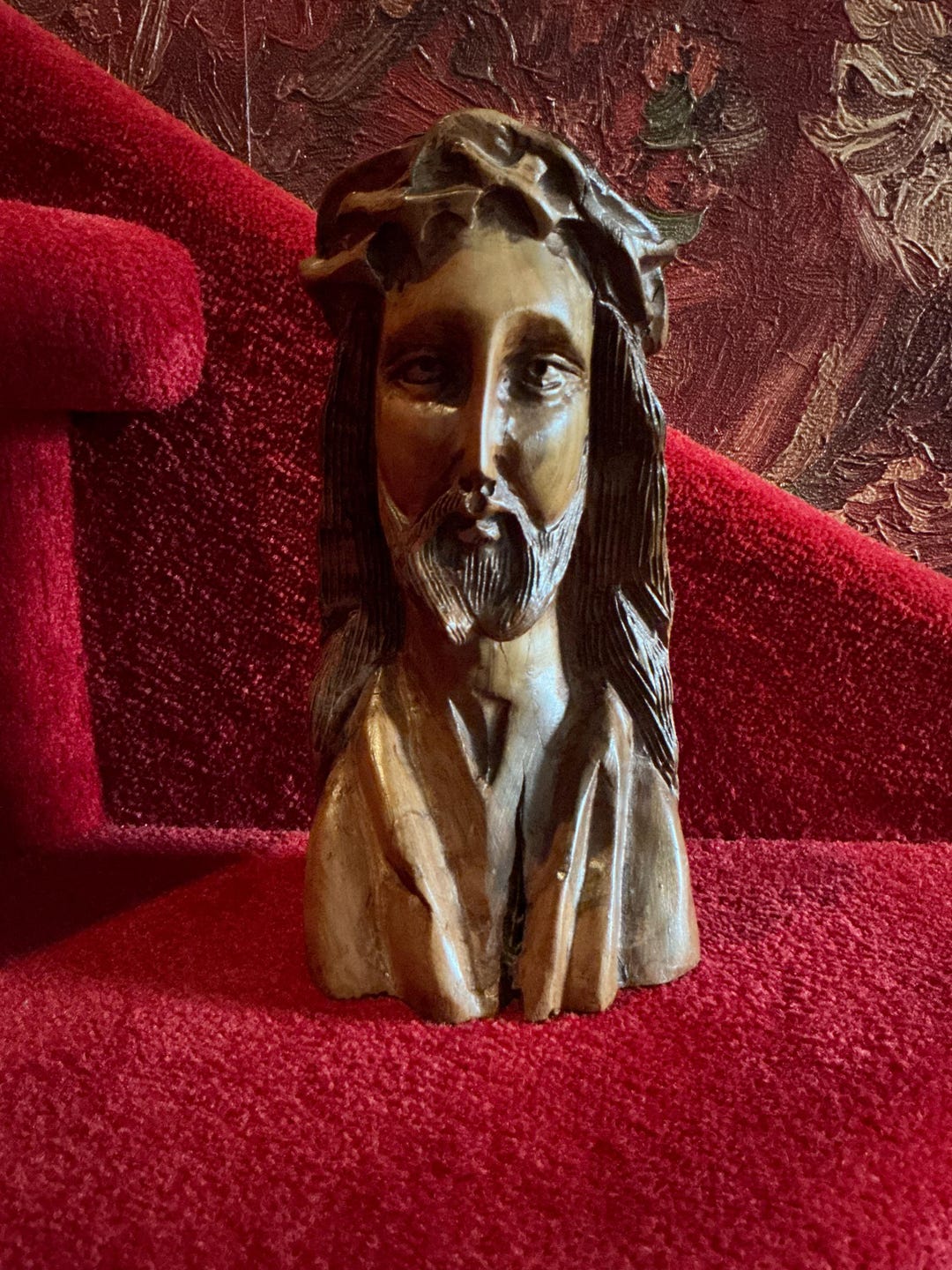 Antique Statue of a Saint, Wooden Jesus Christ Bust - Etsy