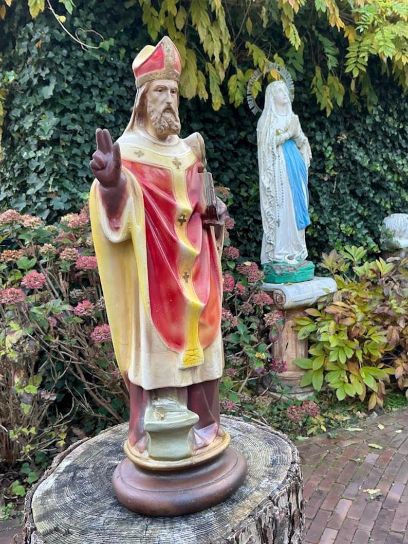 Rare Antique Saint Statue of St. Eligius (st. Eloy) – Plaster Statue ...