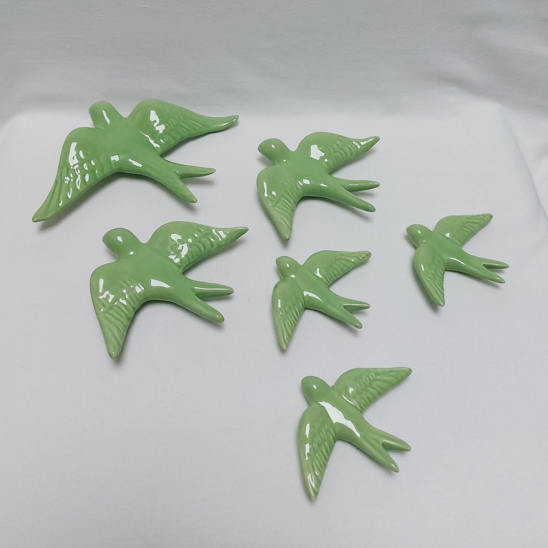 Set Ceramic Swallow X6, Ceramic Birds for Wall, Portuguese Ceramic ...
