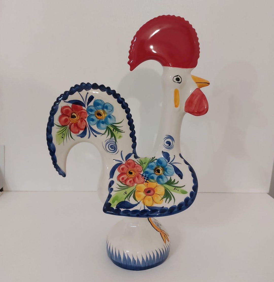 Handmade Large Portuguese Barcelos Rooster, Ceramic Lucky Figurine - Etsy