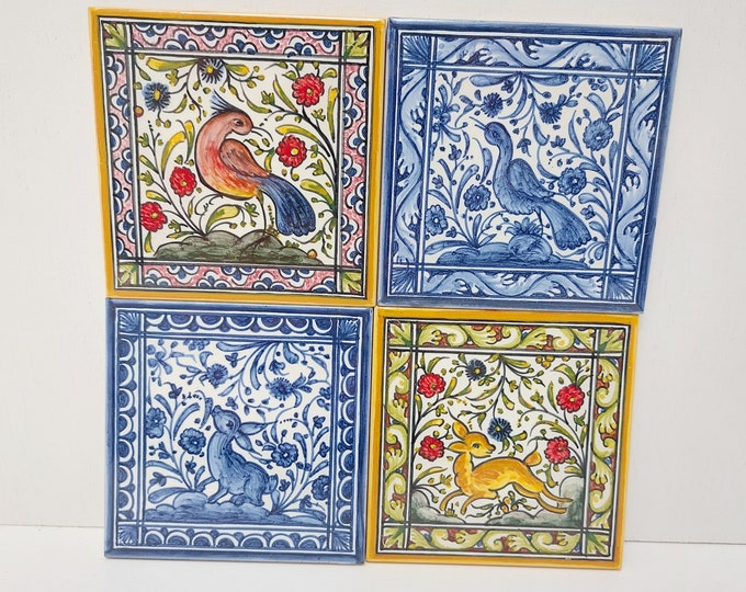 Small Hand Painted Portuguese Tile X4, Decorative Tile, Portuguese ...