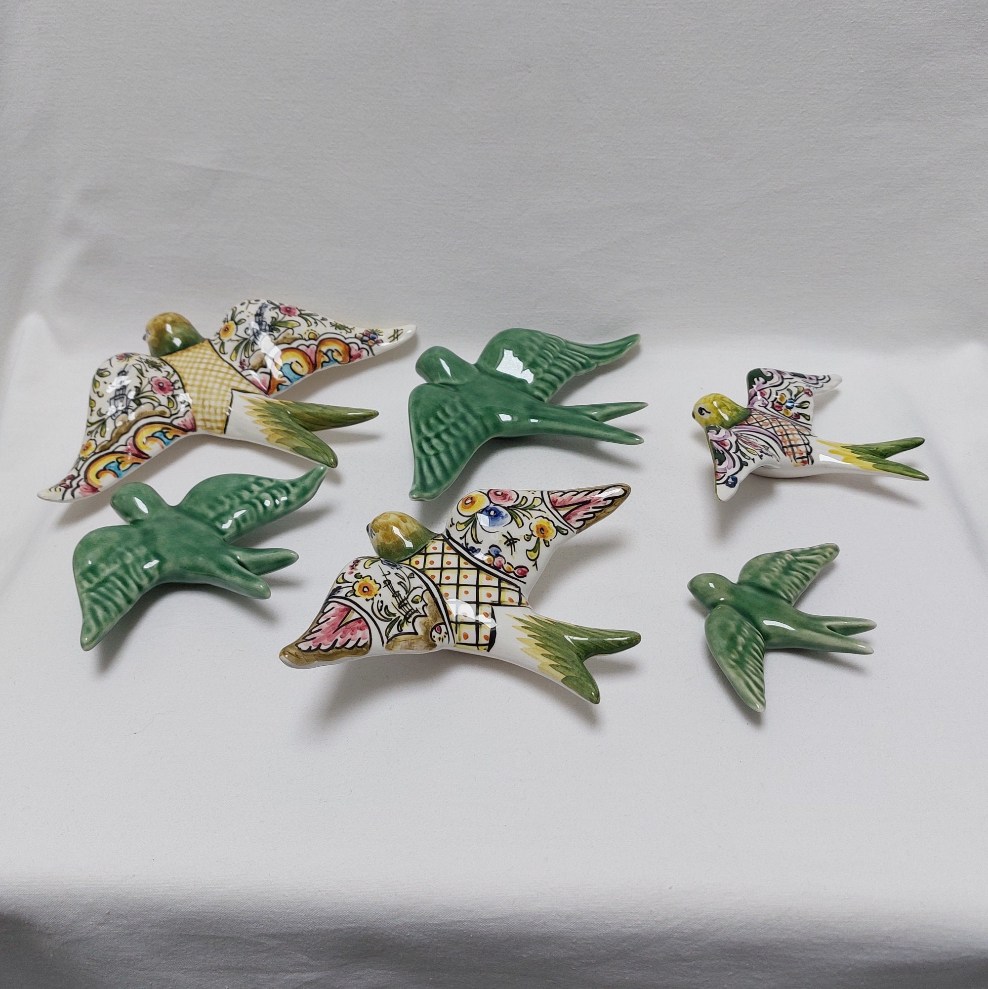 6 Set Ceramic Swallow, Christmas Gift Ceramic Birds, Portuguese Ceramic ...