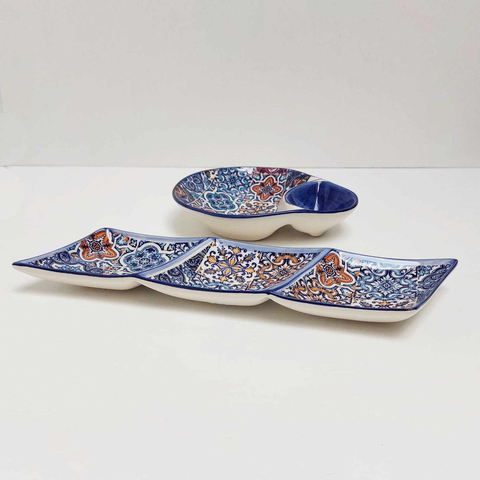 Portuguese Ceramic Snack Trays, Hand-painted Tile Design, Set of 2 - Etsy