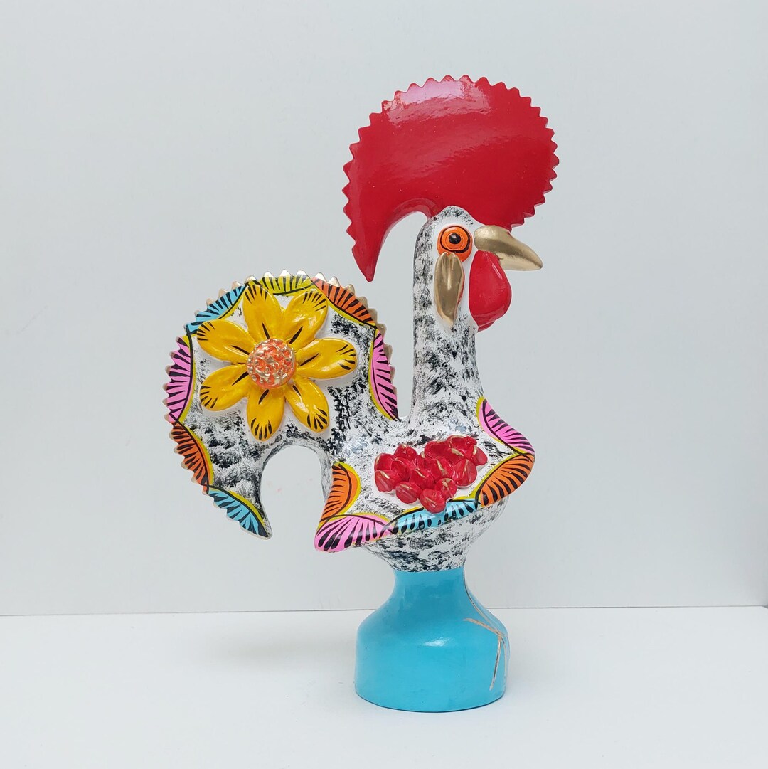 Portuguese Rooster / Barcelos Rooster / Hand Painted Ceramic Rooster ...