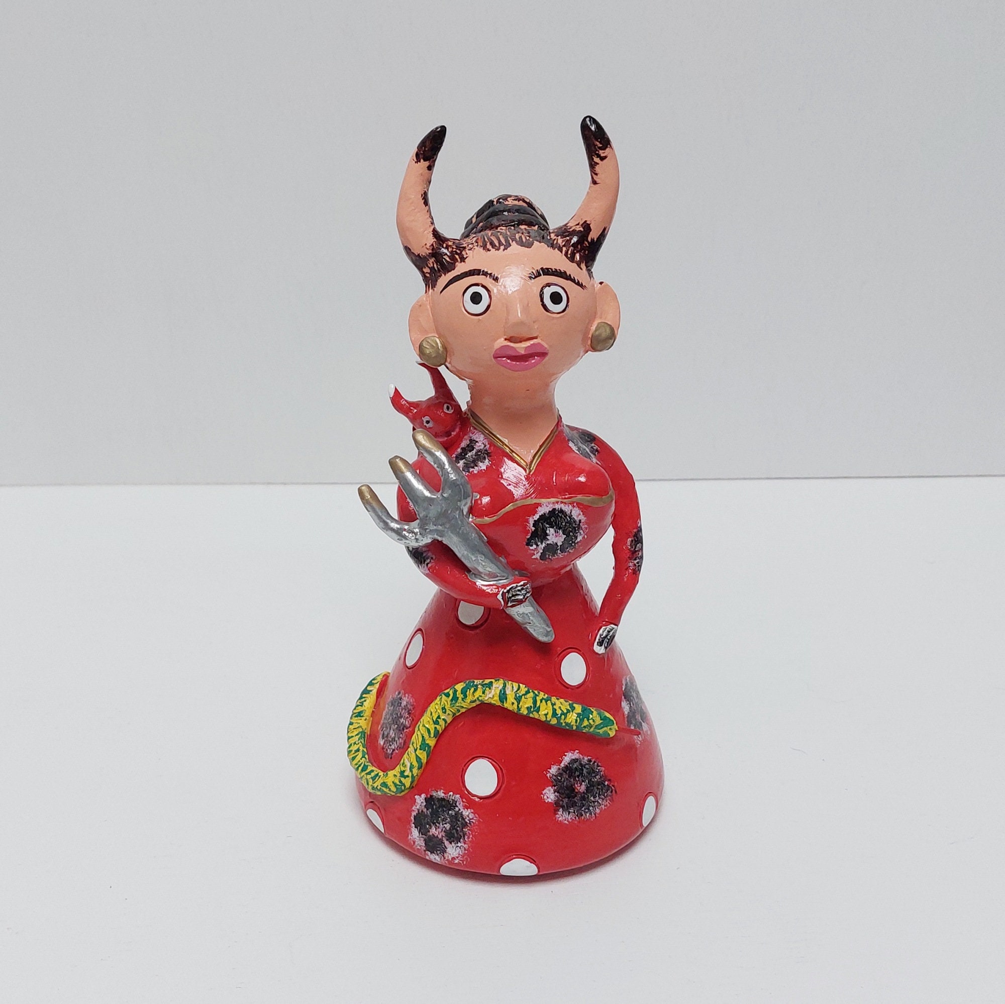 Hand Painted Clay Devil Figurine, Portuguese Pottery, Barcelos Figurado ...