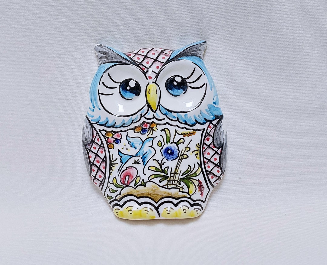 Hand-painted Ceramic Owl, Gifts for Her or Him, Wall Deco, Portuguese ...