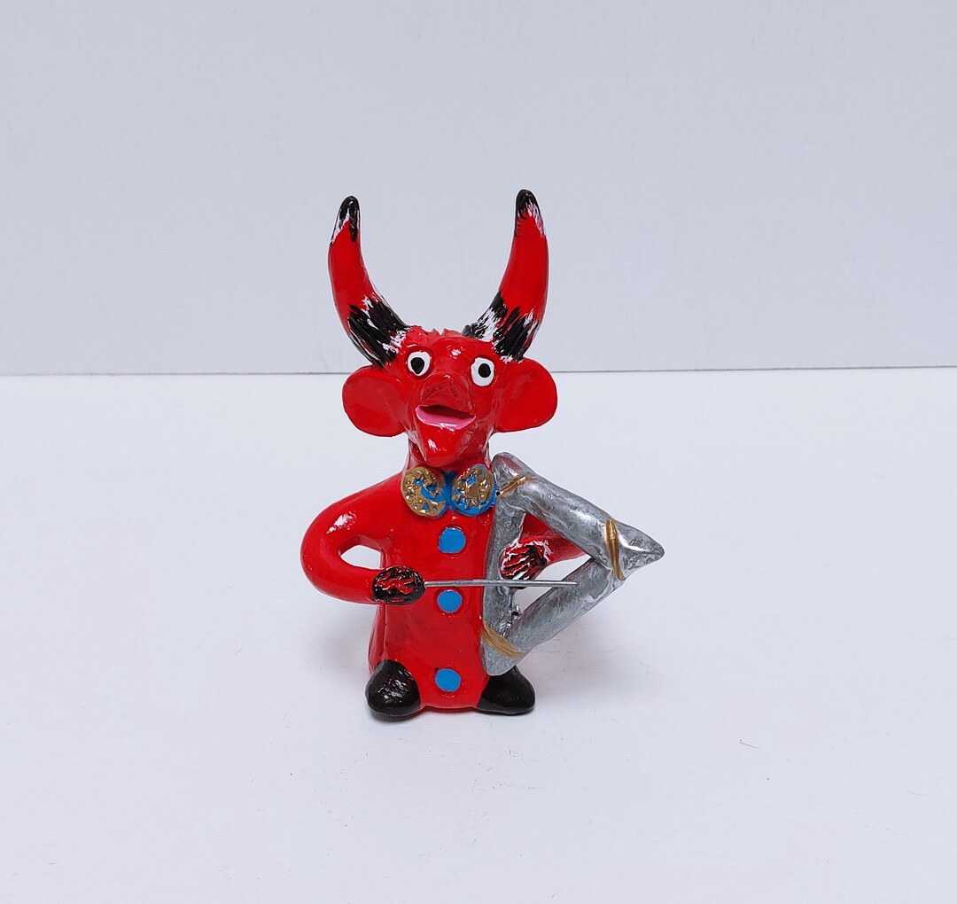 Handmade Portuguese Clay Devil Figurine, Accordion Player, Barcelos ...