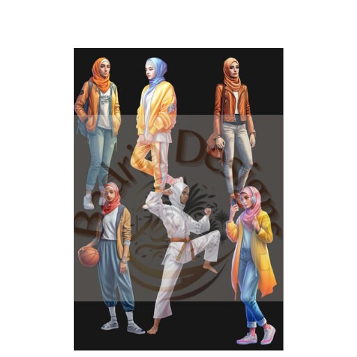 Hijabi Clipart, 6 PNG Files of Muslim Teen Girls All Wearing Hijab. - Etsy