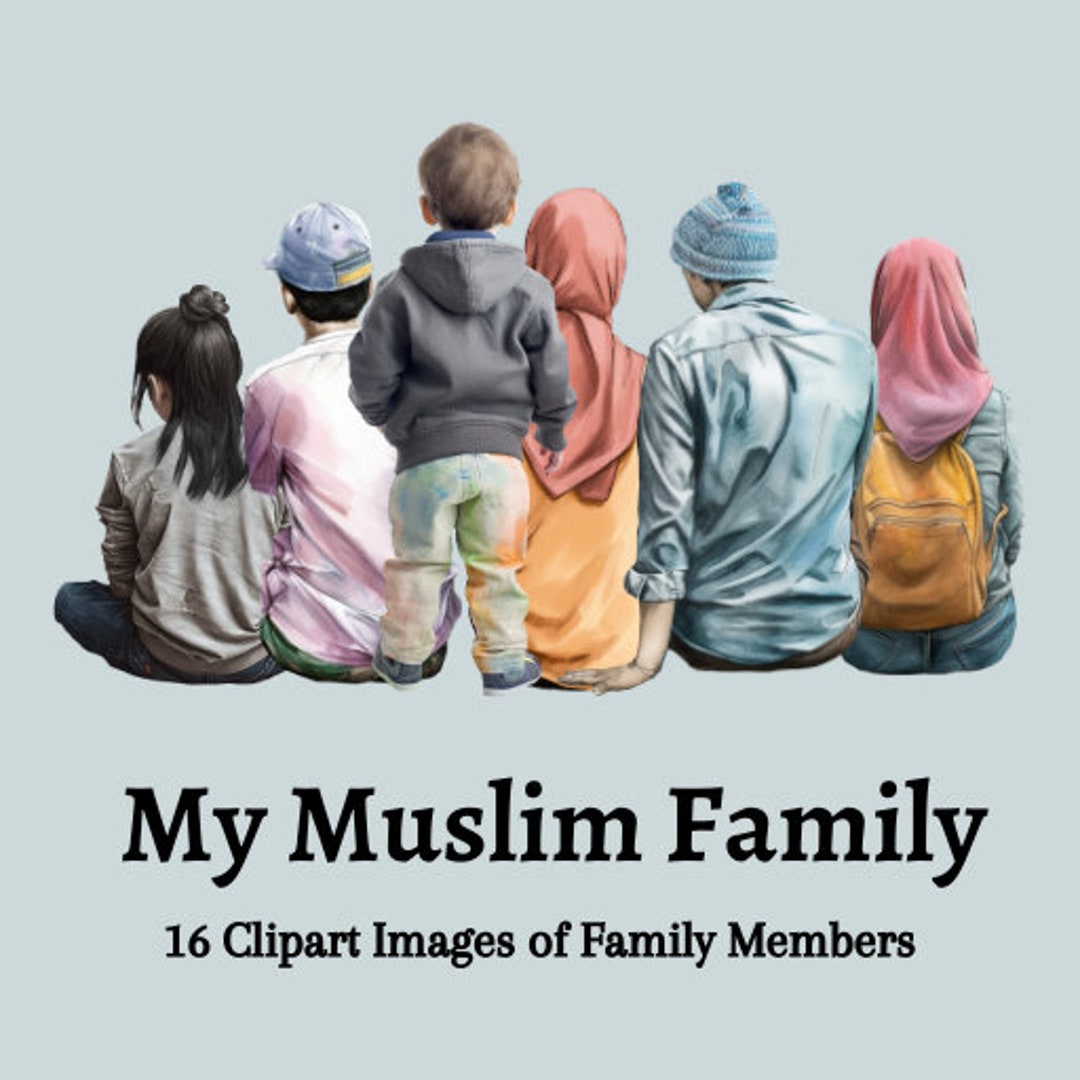 My Muslim Family, 16 Clipart Images of Family Members, Including Hijabi ...