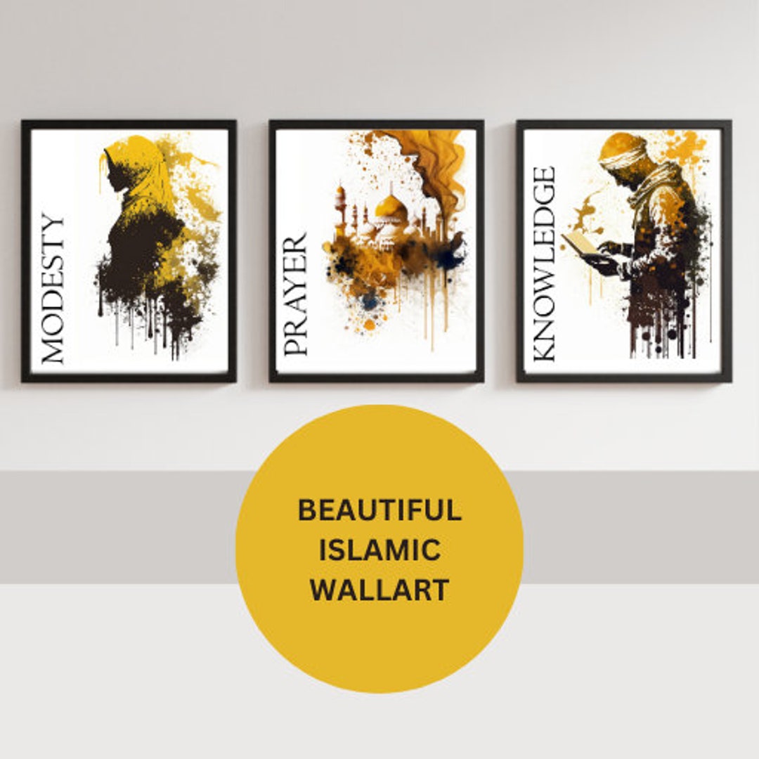 Islamic Art Trio: Knowledge, Modesty, and Prayer, Beautiful Islamic ...