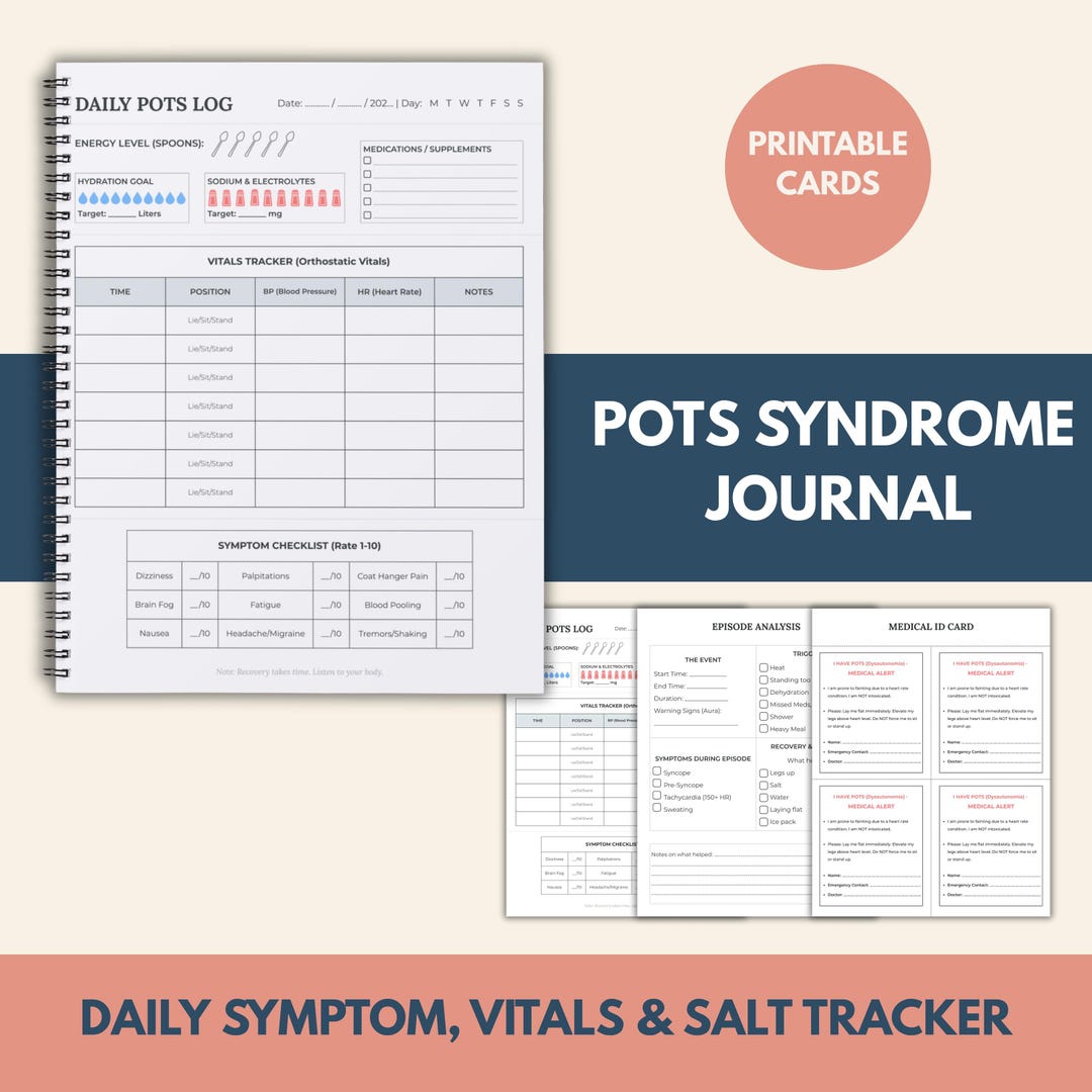 POTS Syndrome Journal Symptom Tracker | Dysautonomia Medical Binder ...