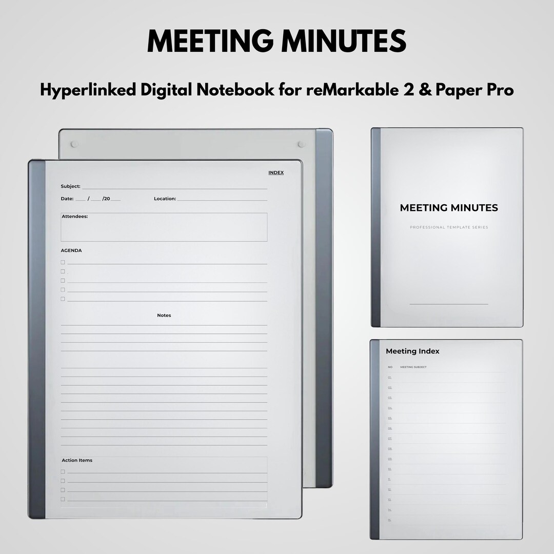 Remarkable 2 Meeting Minutes Template, Professional Notebook for ...