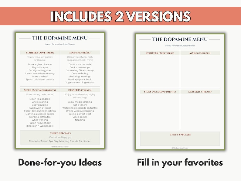 ADHD Dopamine Menu Printable | Dopamenu for Neurodivergent Brains ...
