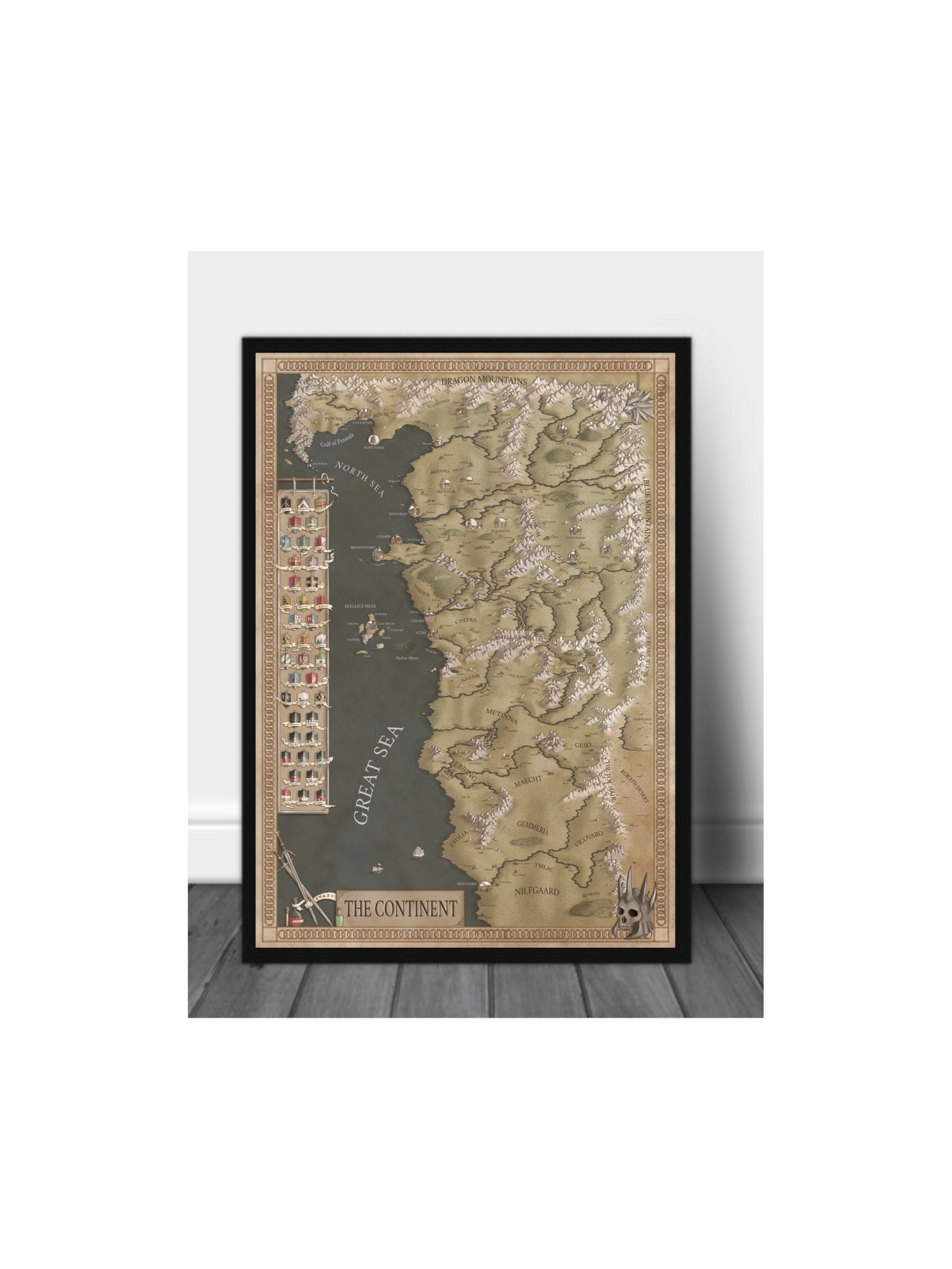 The Witcher Map the Continent Map Poster From the Witcher - Etsy