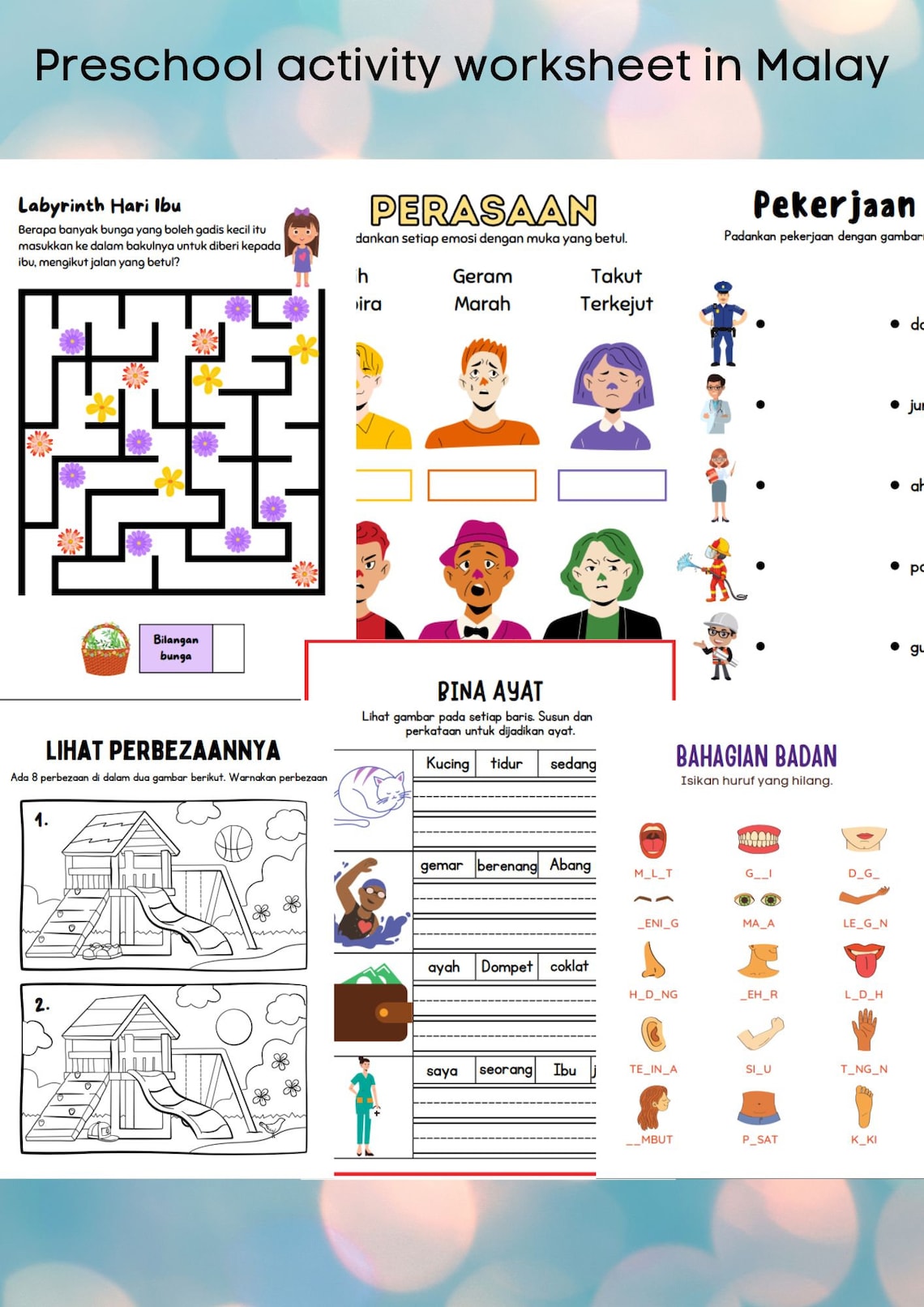 Preschool Activity Book: Learn Emotions, Counting, Body Parts, Mazes ...