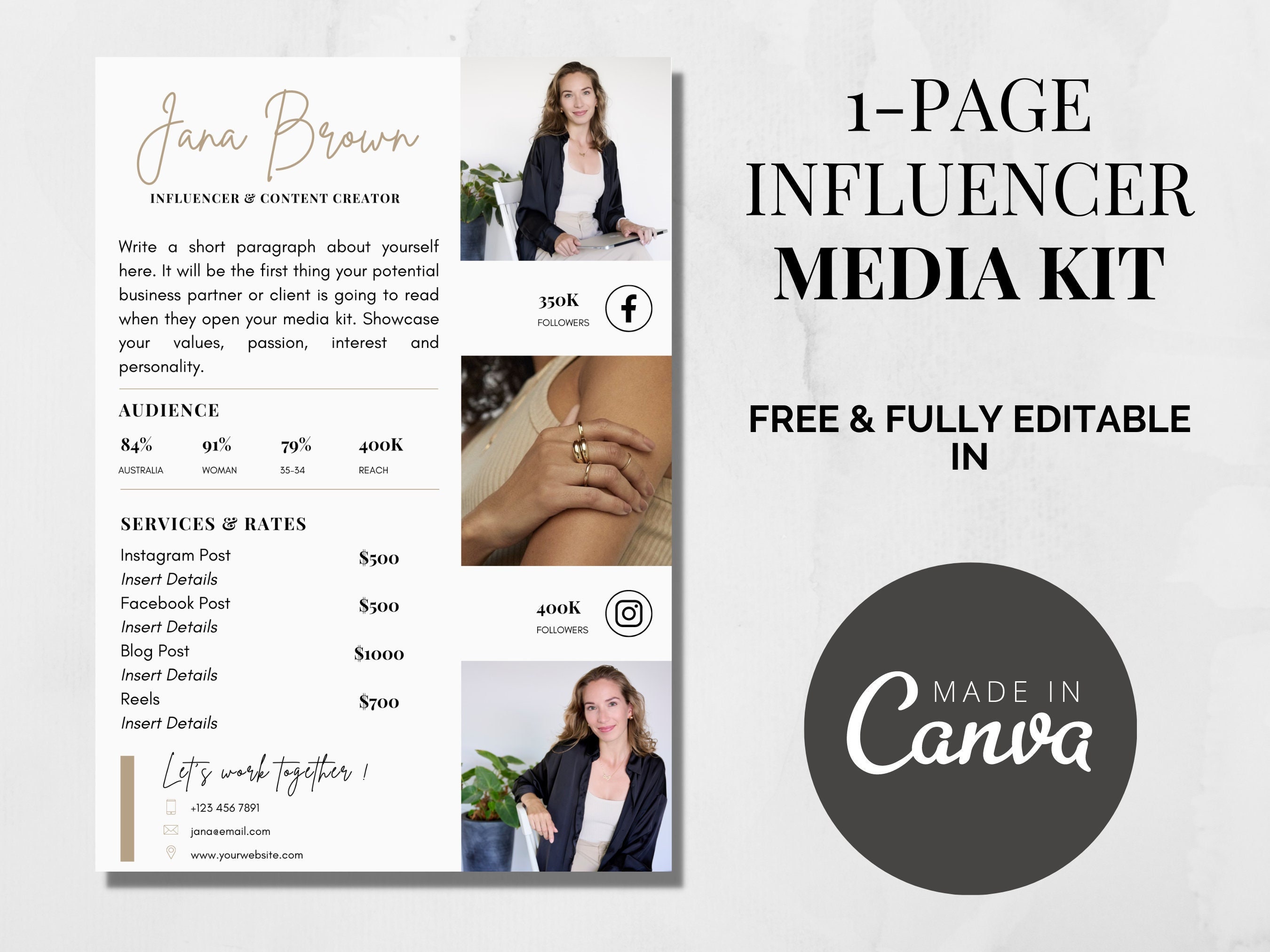 Influencer Media Kit Canva Template | Blogger Brand Press Kit - Etsy