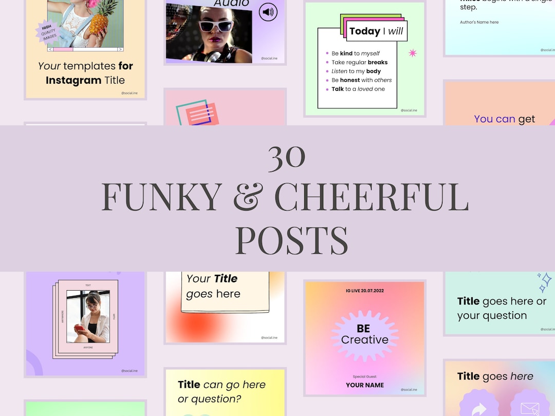 Funky Cheerful Instagram Post Templates | Canva Editable (digital ...
