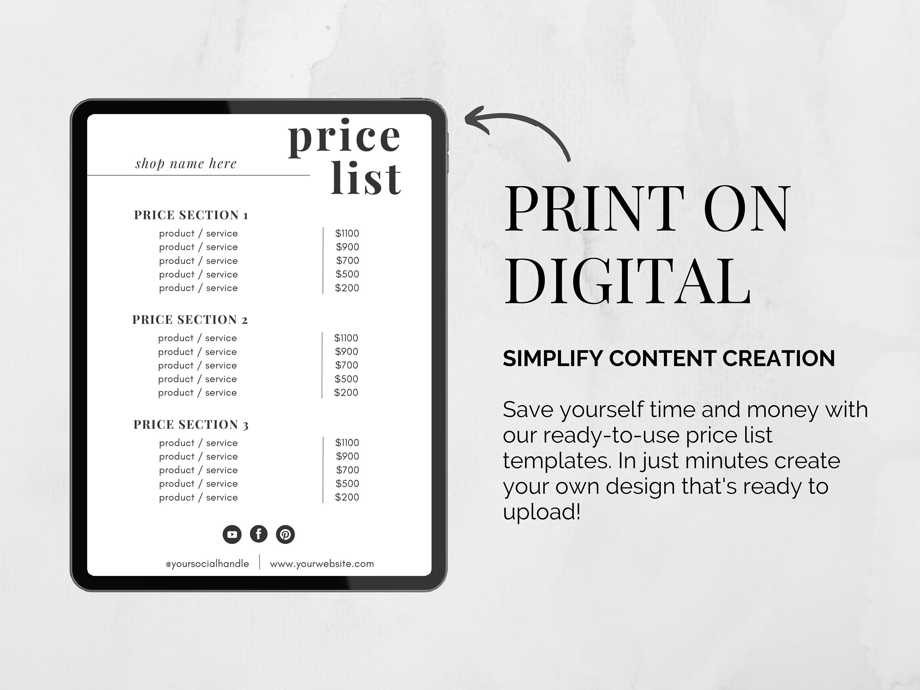 Editable Price List Template | Canva Printable for Small Business ...