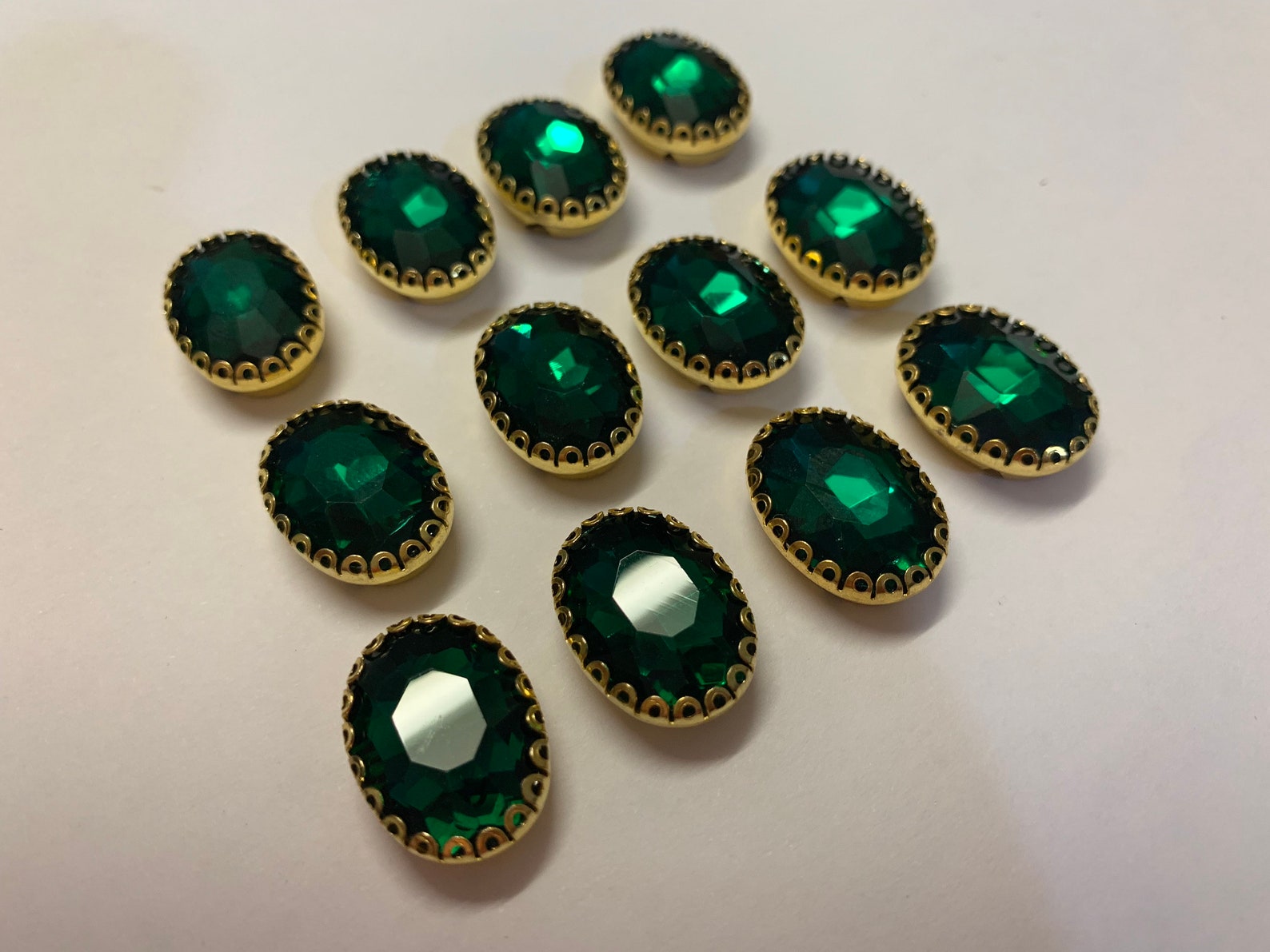 Emerald Crystal Button, Sew on Crystal Button, Gold Crystal Button, - Etsy