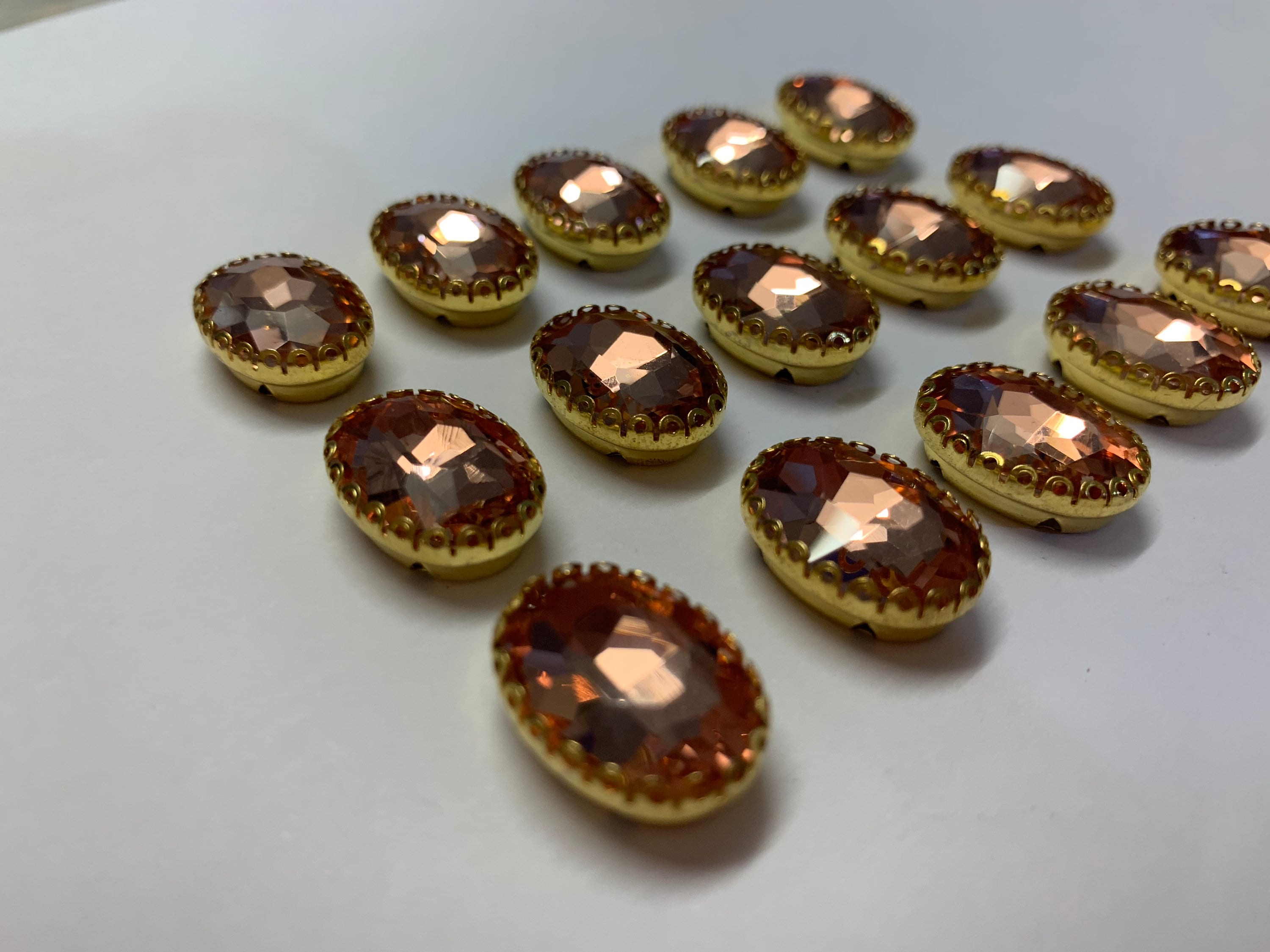 Pink Crystal Button Sew on Crystal Button Gold Pink Crystal - Etsy