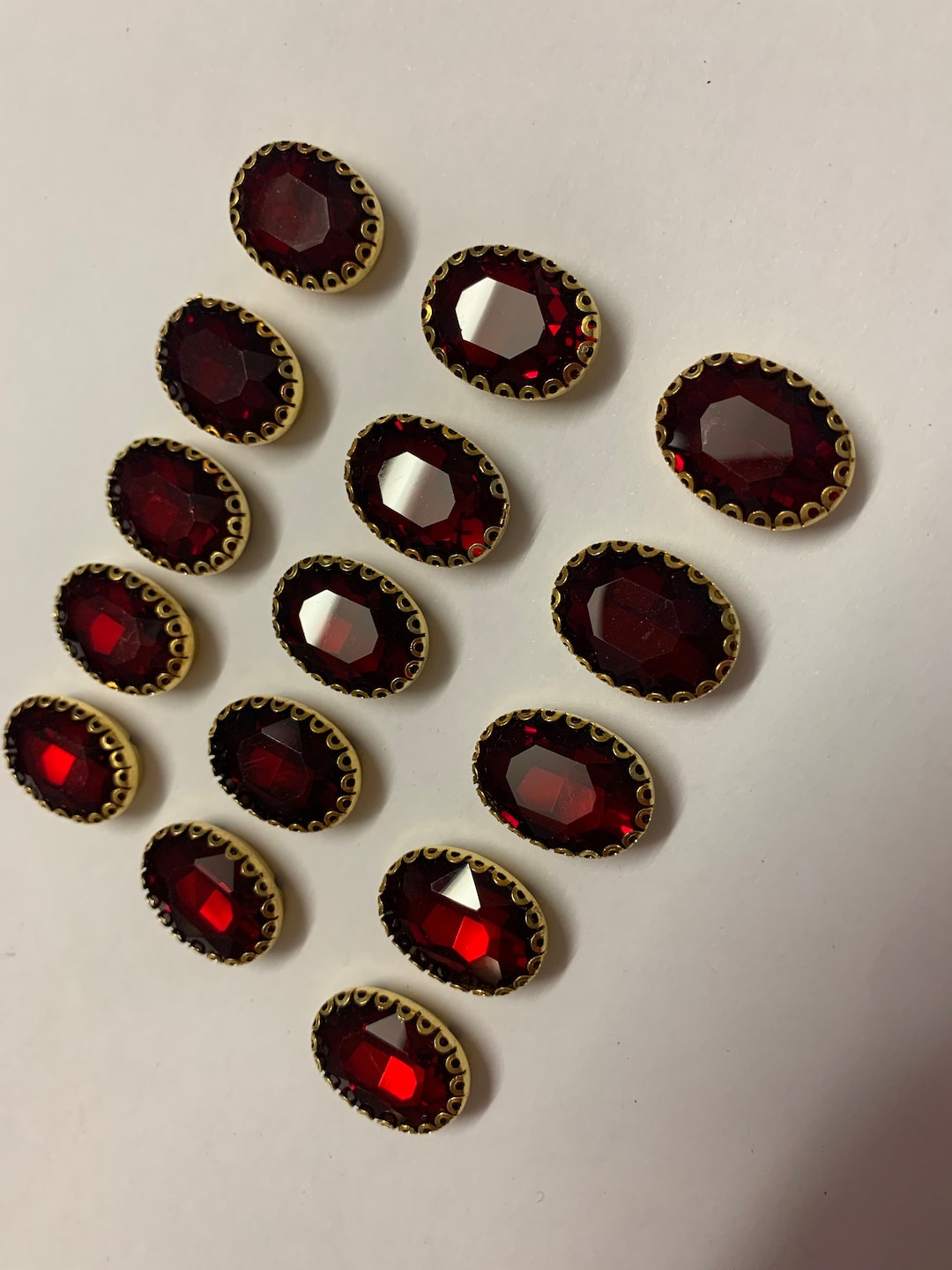 Red Ruby Crystal Button, Sew on Crystal Button, Gold Red Crystal Button ...