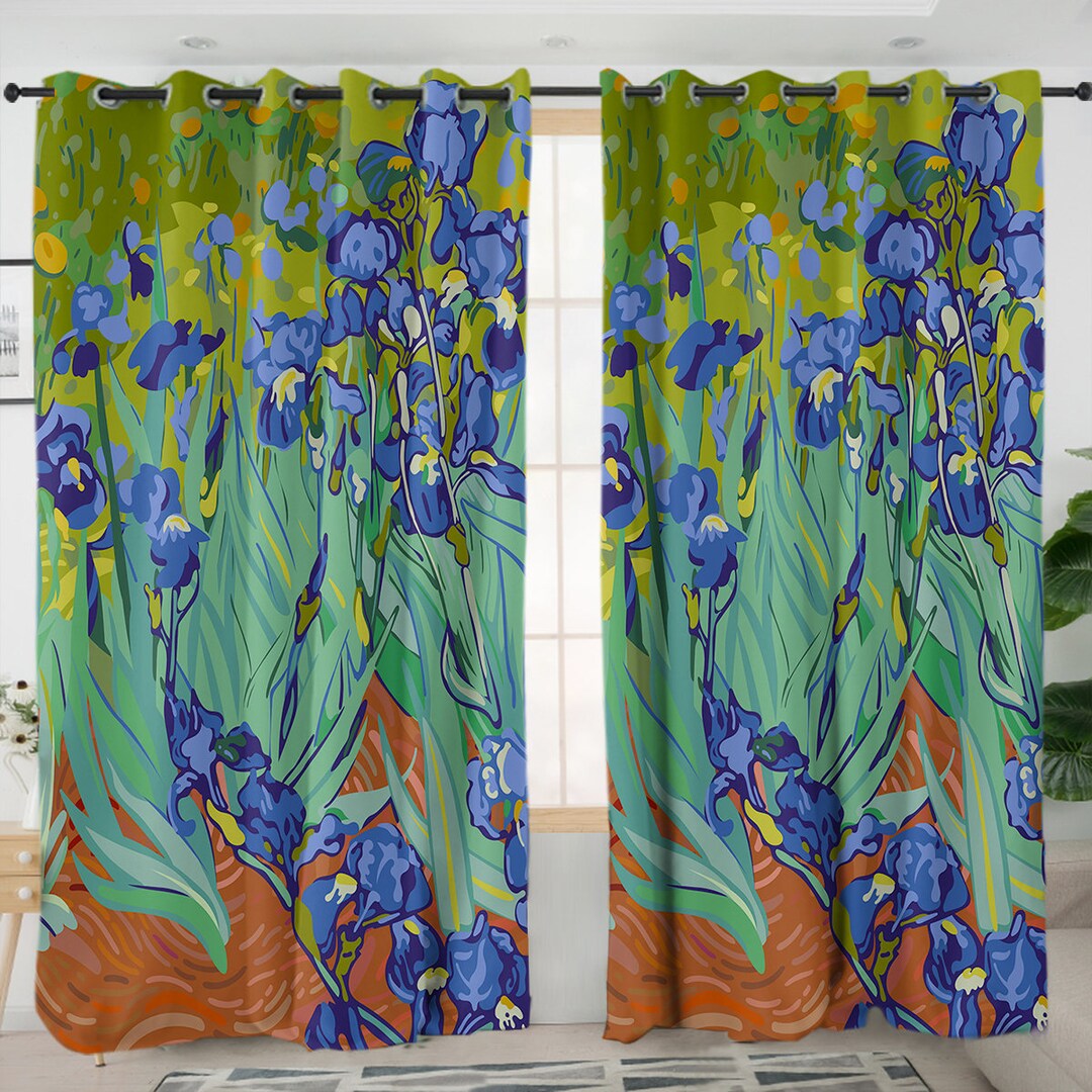 Van Gogh Irises Curtains Artistic Window Treatments Famous - Etsy