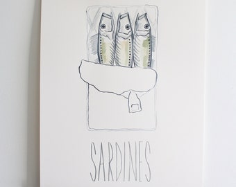 Tinned Fish Poster - Etsy