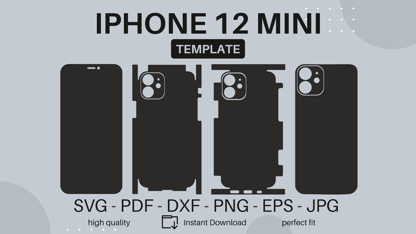 Apple iPhone 12 Mini - Template - SVG PDF Dxf Png Eps Jpg - Skin ...