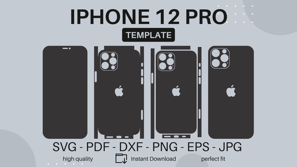 Apple iPhone 12 Pro - Template - SVG PDF Dxf Png Eps Jpg - Skin ...