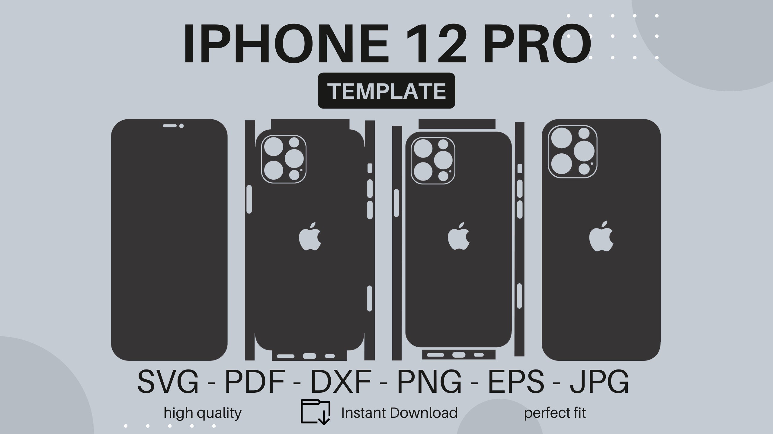 Apple iPhone 12 Pro - Template - SVG PDF Dxf Png Eps Jpg - Skin ...
