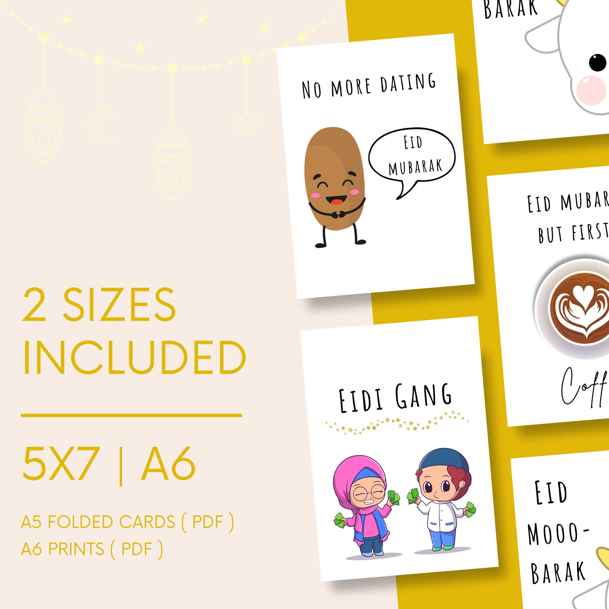 Funny Eid Mubarak Printable Cards, Digital Eid Greeting Cards, Happy ...