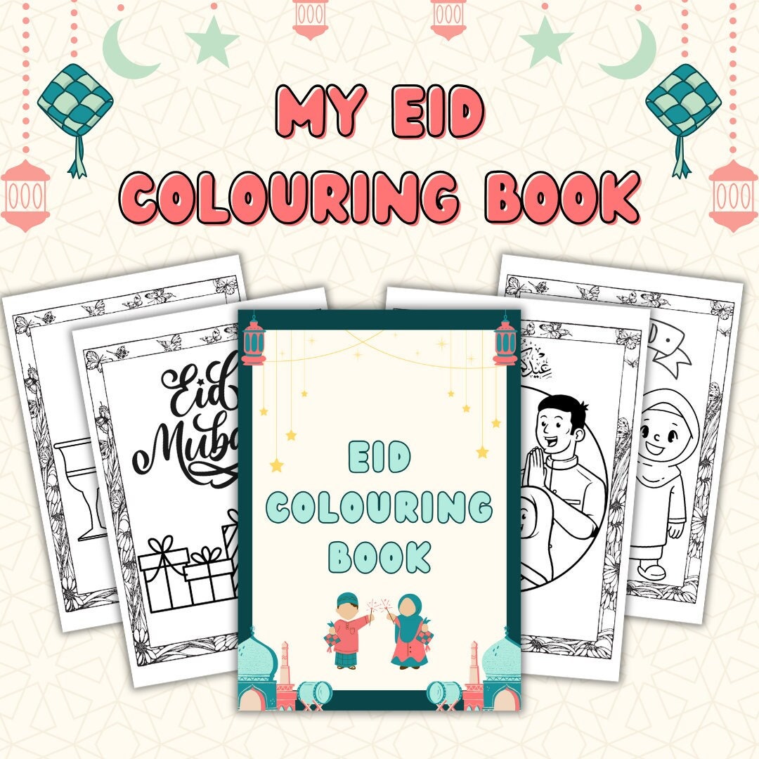 Eid Mubarak Digital Colouring Book, Happy Eid Coloring Pages, Islamic ...