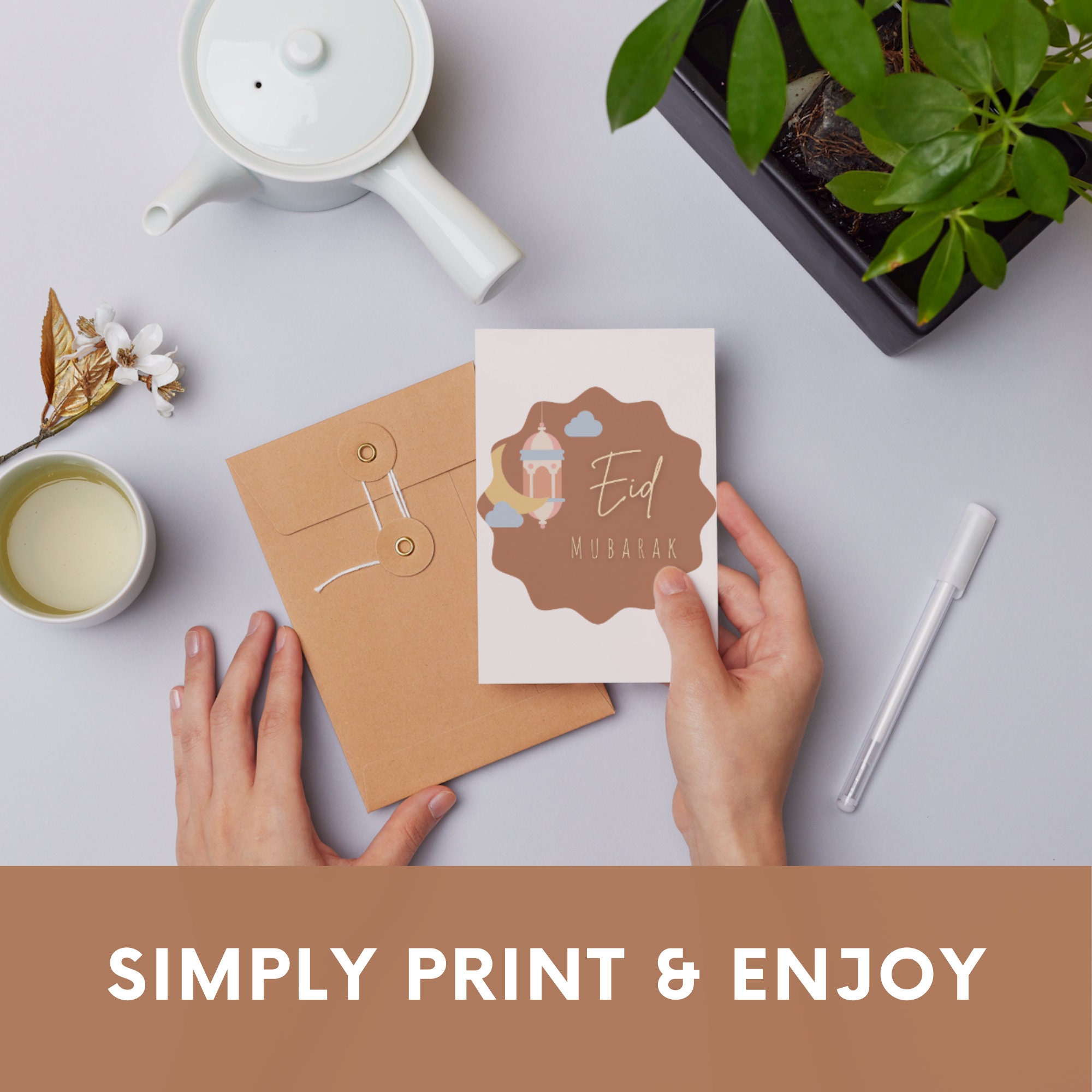 Eid Mubarak Printable Cards, Digital Eid Greeting Cards, Happy Eid ...