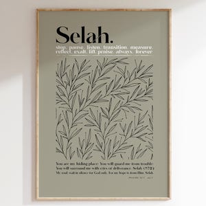 SELAH Wall Art, Selah HEBREW BIBLE Verse Wall Decor, Sage Green ...