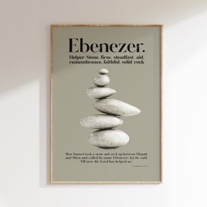 Ebenezer Stone Print: Sage Green Biblical Art (digital Download) - Etsy
