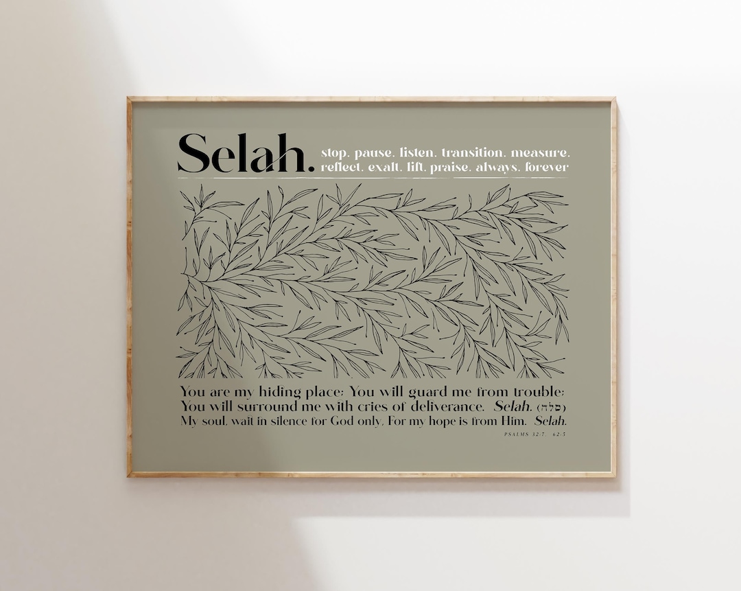 Selah Hebrew Bible Verse Print: Sage Green Minimalist Wall Art (digital ...