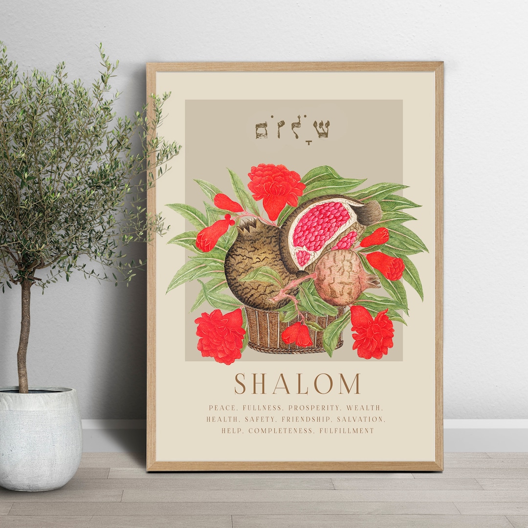 Shalom Poster, Shalom HEBREW Definition, Pomegranate Print, Shalom ...