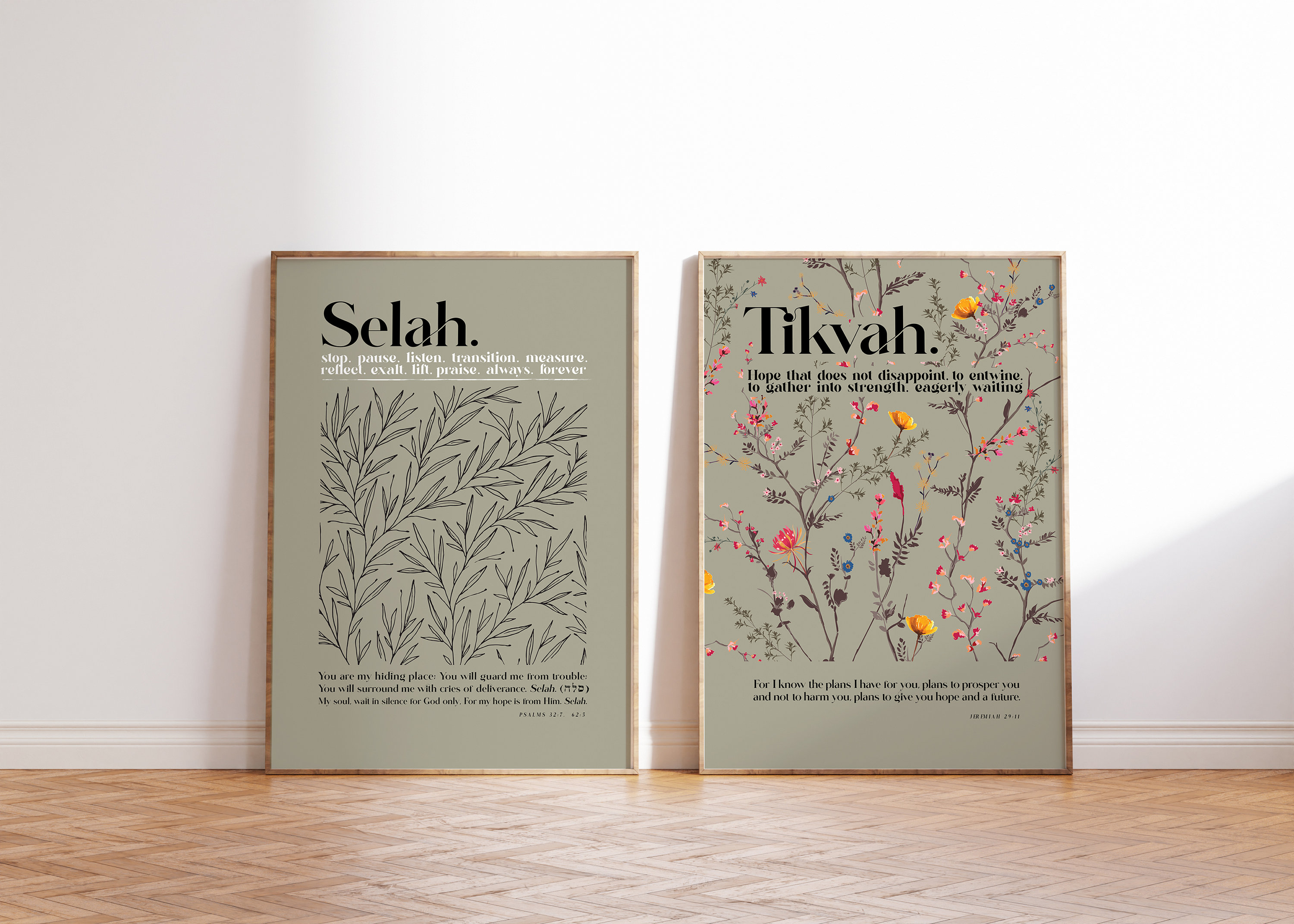 TIKVAH Minimalist Wall Art, HOPE Bible Verse Hebrew Definition Print ...