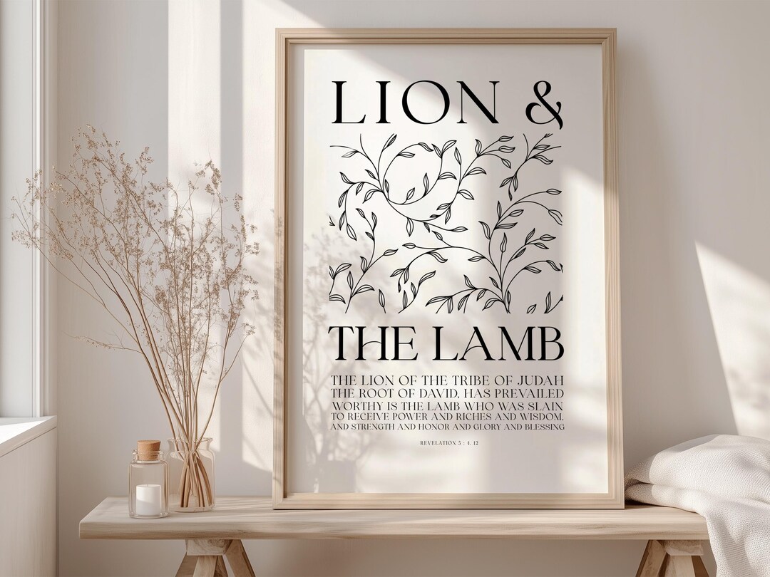 Lion and the Lamb Wall Art, the Attributes of God, Revelation of Christ ...