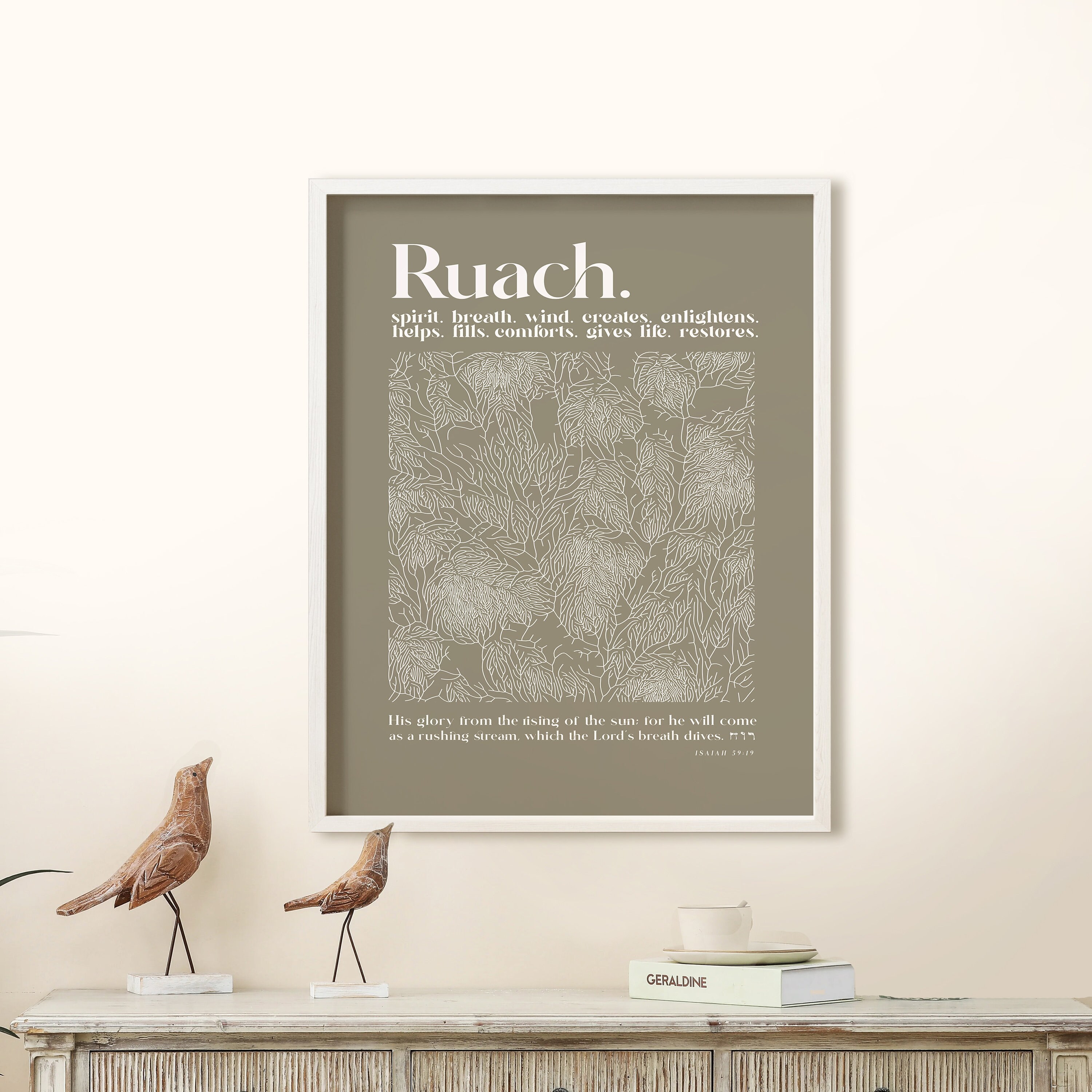 RUACH Holy Spirit Minimalist Wall Art, Spirit of God, Breath, Wind ...