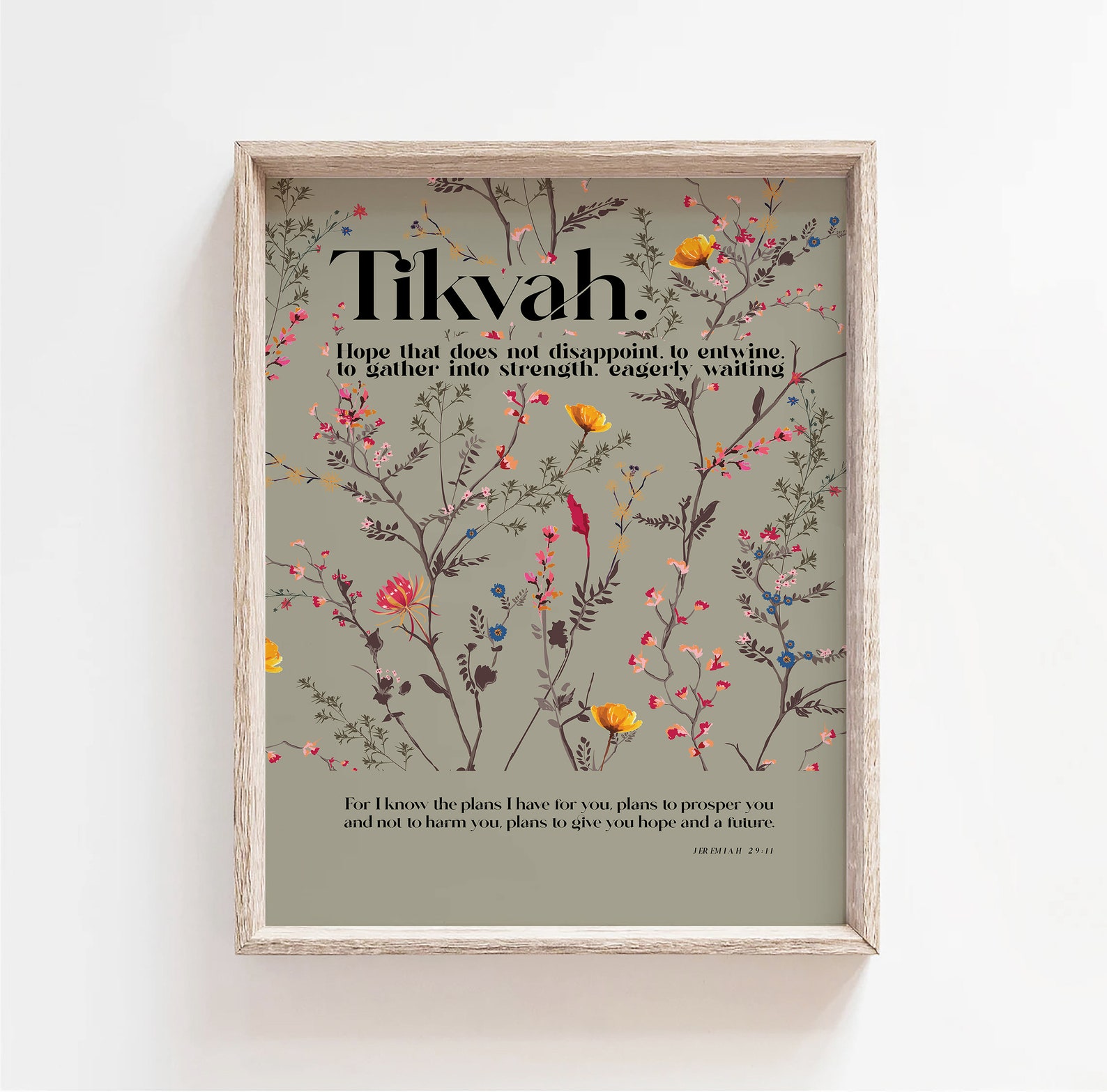 TIKVAH Minimalist Wall Art, HOPE Bible Verse Hebrew Definition Print ...