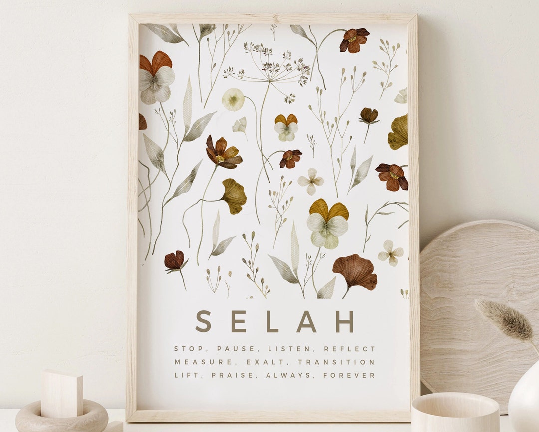 Selah Definition Print: Autumn Floral Bible Verse Wall Art (digital ...