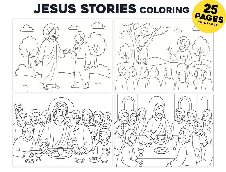 Jesus Coloring Pages for Kids: 25 Printable Coloring Pages With Jesus ...